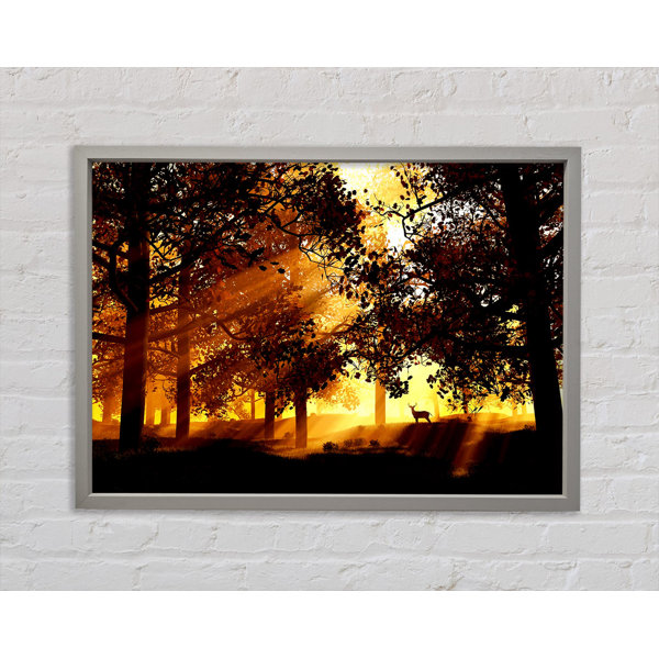 Union Rustic Sunrays Through The Deer Forest - Einzelbildrahmen Kunstdrucke auf Leinwand ...